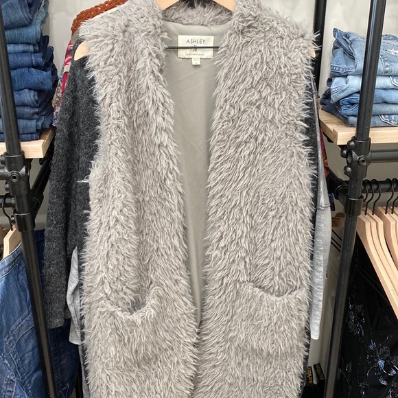 Ashley By 26 International | Jackets & Coats | Duster Teddy Gray Pocket ...
